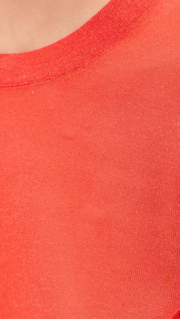 LE BOP Talia Ribbed Trim Tee - Flame