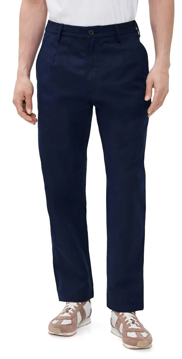 Universal Works Linen Blend Trousers - Navy