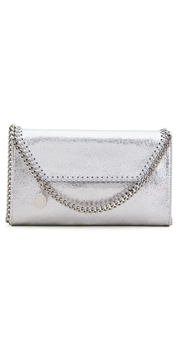 Stella McCartney Falabella Metallic Wallet On A Chain - Silver