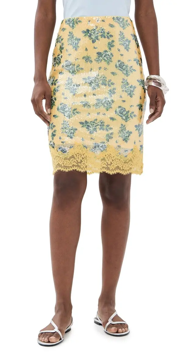 Endless Rose Sequin Printed Skirt - Lemon Multi