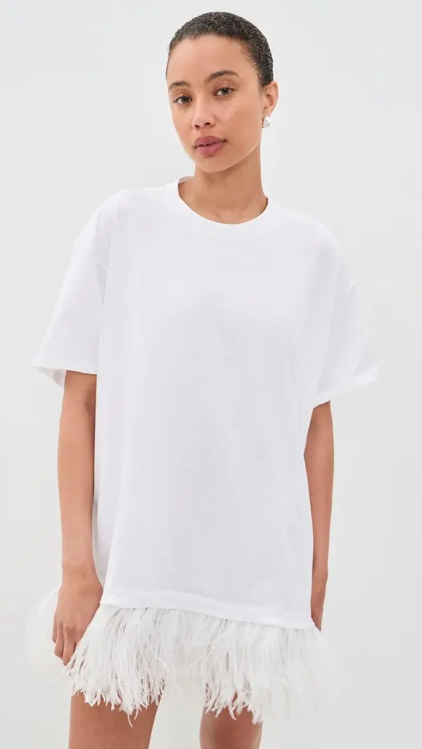 MARQUES' ALMEIDA Ostrich Feather Hem T-shirt Dress