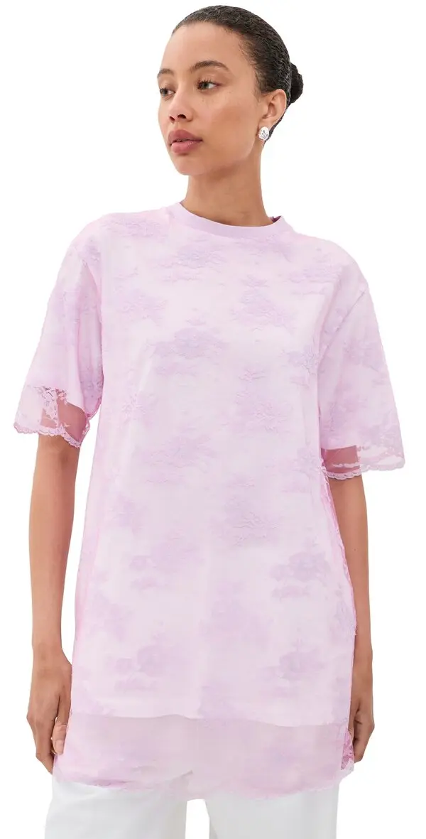MARQUES' ALMEIDA Relaxed Fit T-shirt With Lace Overlayer - Pink