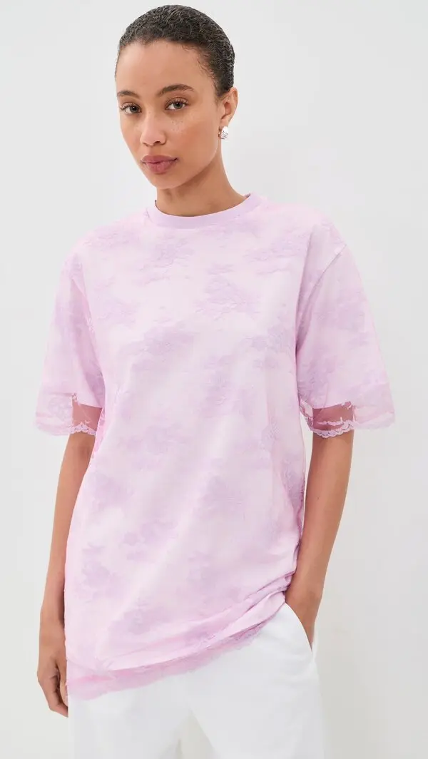 MARQUES' ALMEIDA Relaxed Fit T-shirt With Lace Overlayer