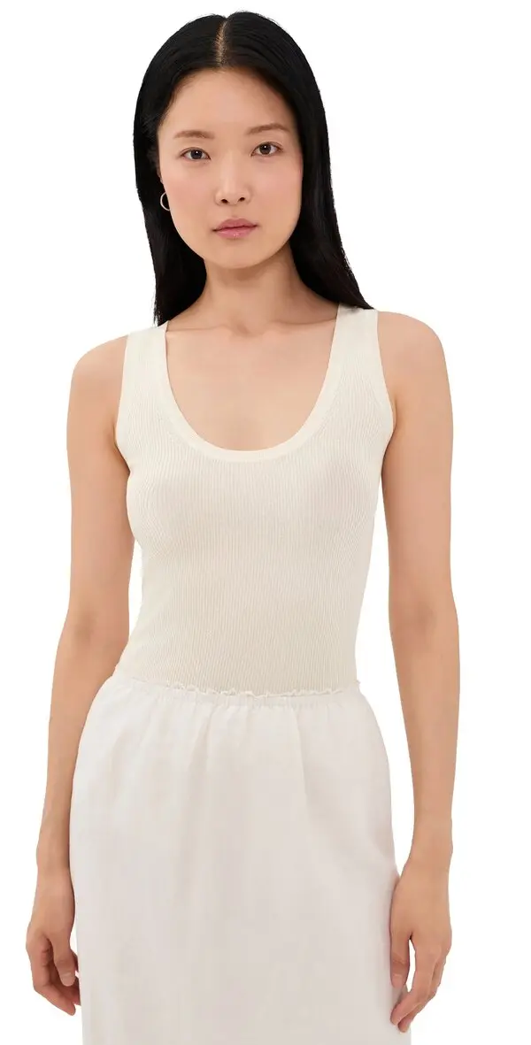 Renggli Scoop Neck Rib Tank - Flat White