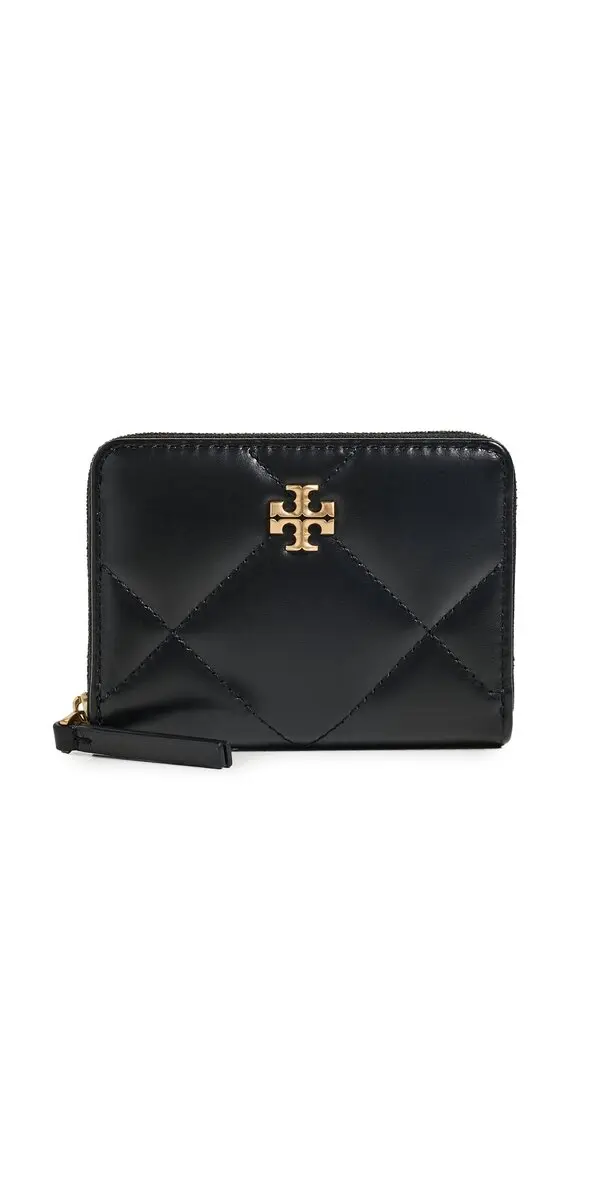 Tory Burch Kira Diamond Quilt Small Zip Around Wallet - Black