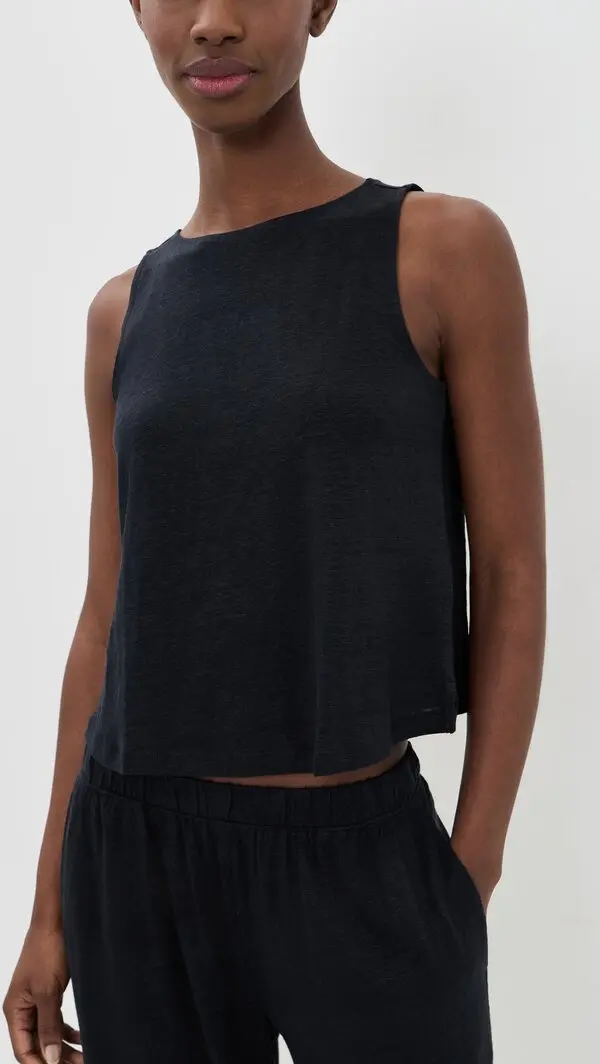 Eberjey Linen Knit Boat Neck Crop Tank