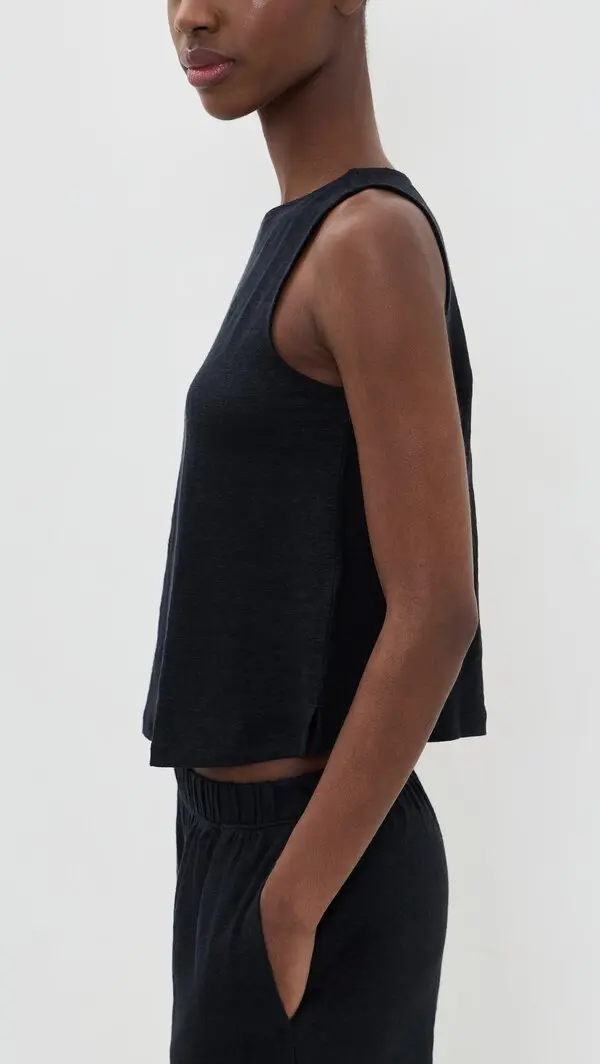 Eberjey Linen Knit Boat Neck Crop Tank