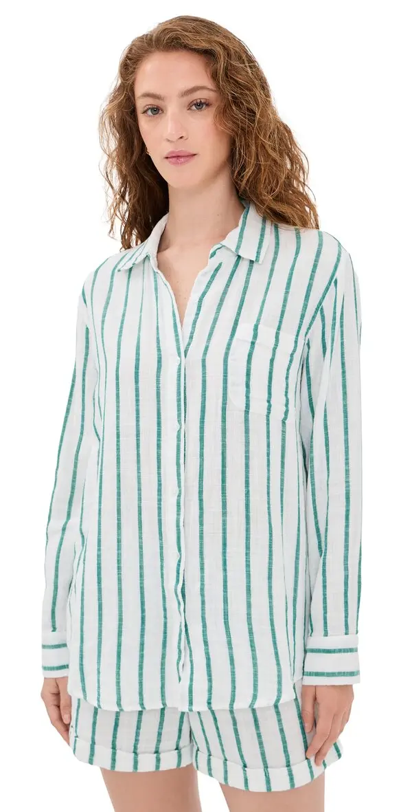 Z Supply Saturdays Stripe Shirt - Rainforest