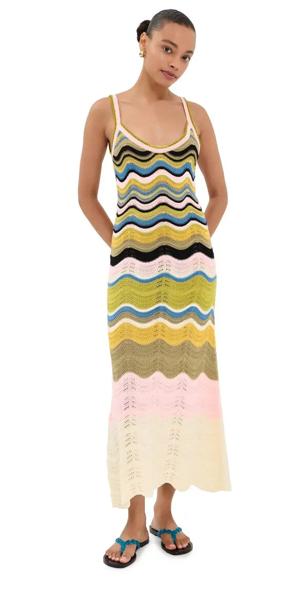 La DoubleJ Chevron Sundress - Multicolor White/green/pink