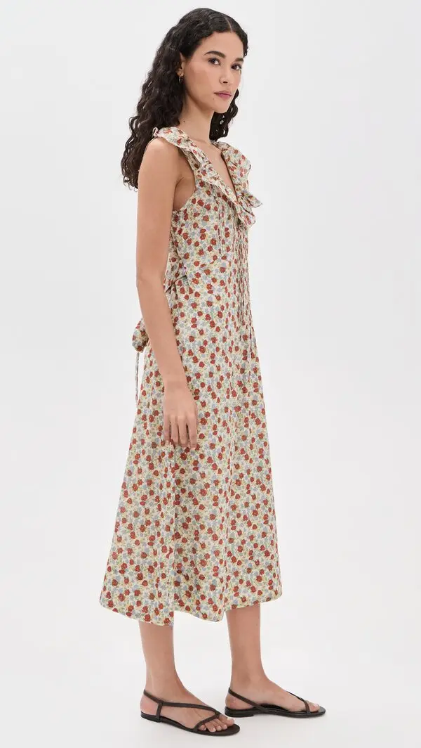 Sea Viera Floral Print Ruffled Midi Dress