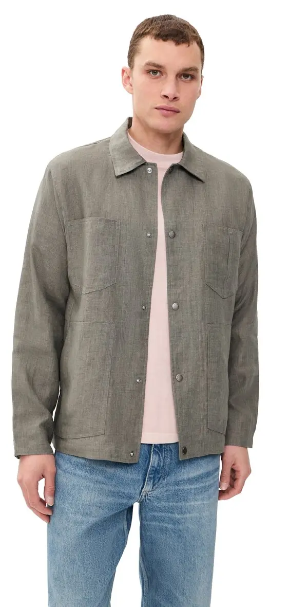 Rag & Bone Calder Linen Workwear Jacket - Grey