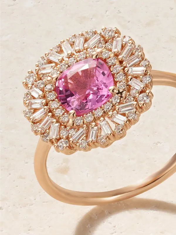 SUZANNE KALAN 18-karat Rose Gold, Sapphire And Diamond Ring