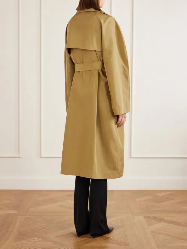 THE ROW Amapola Belted Silk-faille Long Coat - Green