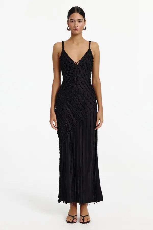 Significant Other Oceane Maxi Dress With Macramé Overlay - Black