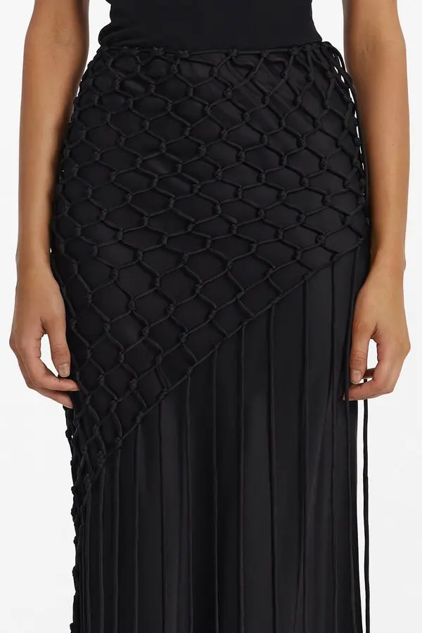 Significant Other Oceane Maxi Skirt With Hand-woven Macramé And Fringe