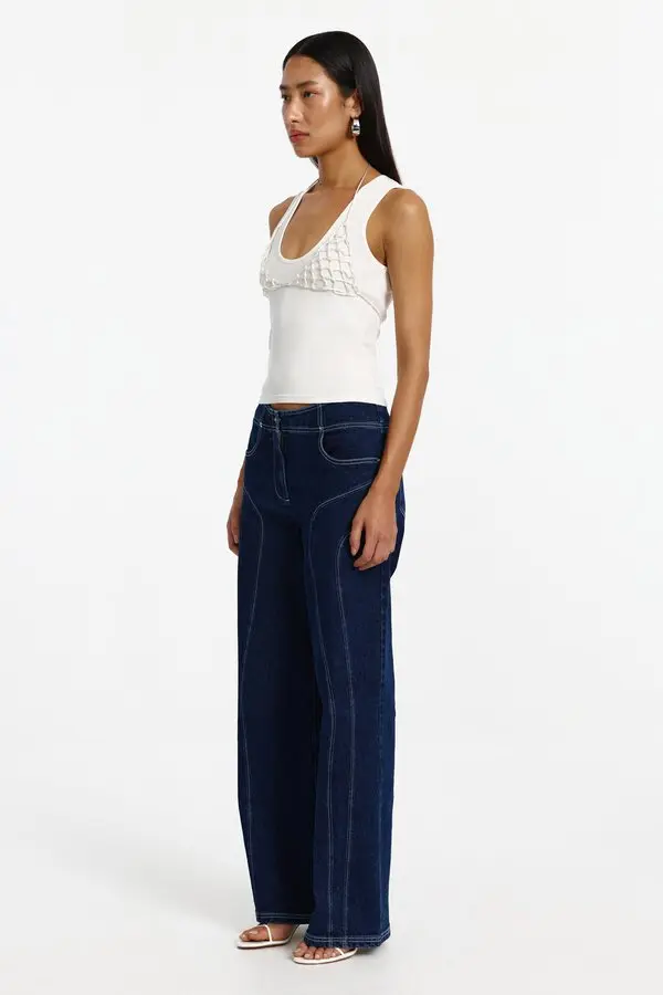 Significant Other Oceane Ribbed Tank With Macramé Overlay - Ivory