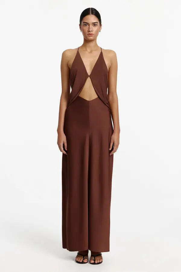 Significant Other Halterneck Maxi Dress With Cut-out Detail - Oak