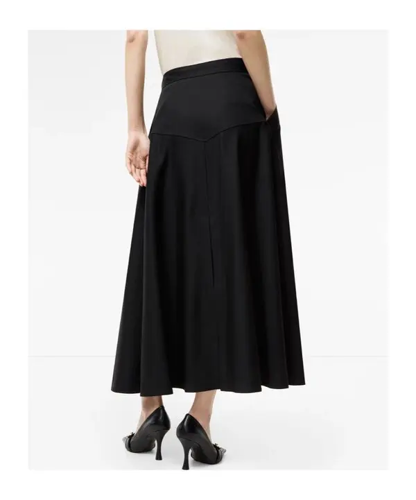 Burberry Front-slit Twill Midi Skirt
