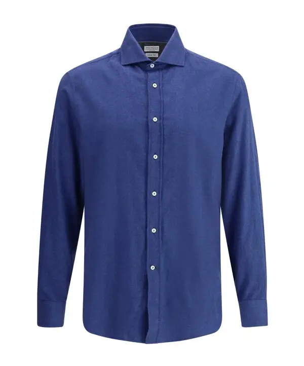 Brunello Cucinelli Long-sleeved Buttoned Shirt - Blue