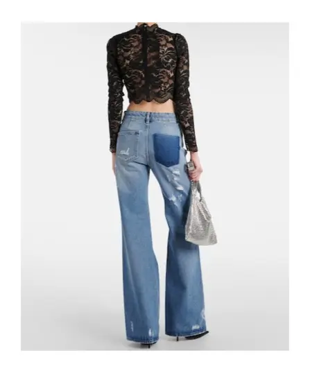 Rabanne Distressed High-rise Wide-leg Jeans