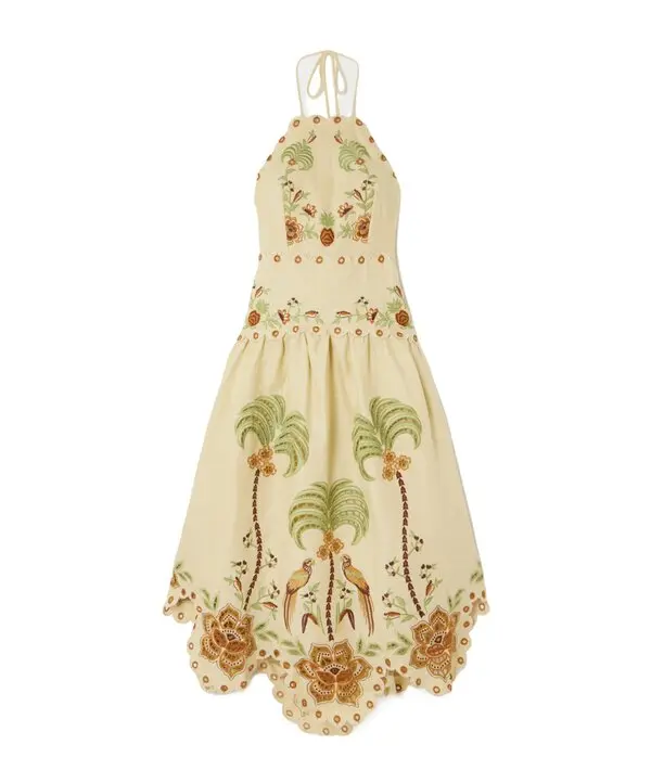 Farm Rio Forest Midi Dress - Beige
