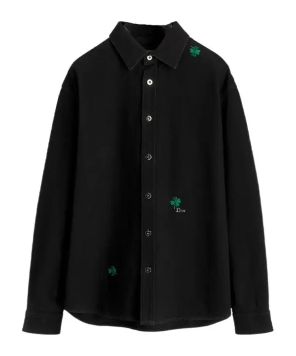 Dior Overshirt With Clover Embroidery - Black