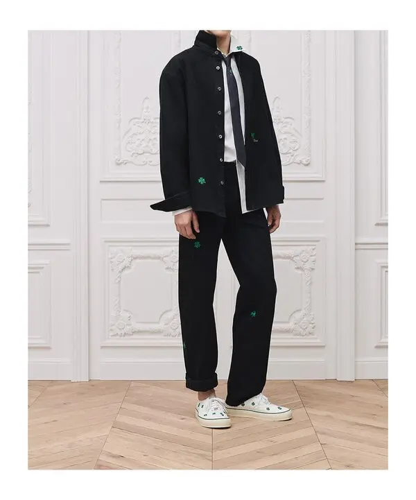 Dior Overshirt With Clover Embroidery - Black