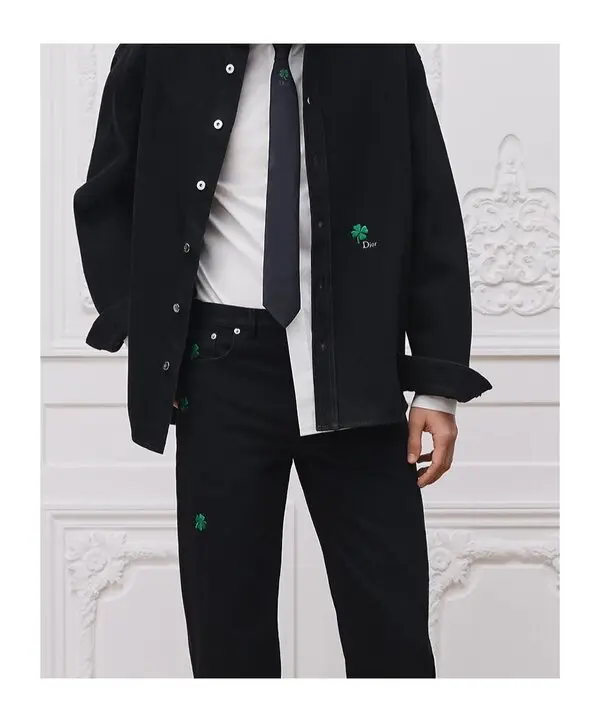 Dior Overshirt With Clover Embroidery - Black