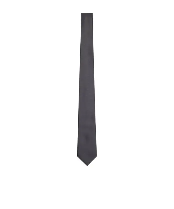 Emporio Armani Embroidered Silk Tie - Grey