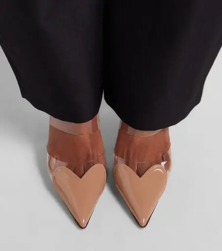 Alaïa Heart Trimmed Patent Leather And Pu Pumps