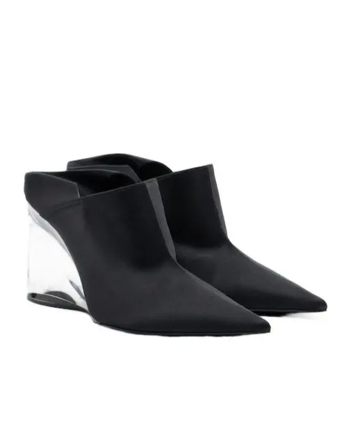 Alaïa Invisible Convertible Satin Wedge Mules - Black