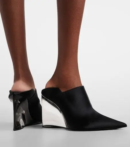 Alaïa Invisible Convertible Satin Wedge Mules