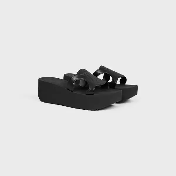 Celine Sunny Wedge Mules In Calfskin With Vegetal Tanning