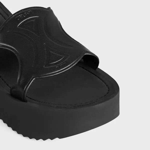 Celine Sunny Wedge Mules In Calfskin With Vegetal Tanning