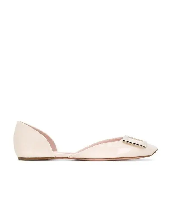 ROGER VIVIER Trompette D'orsay Ballerina Flats - Cream