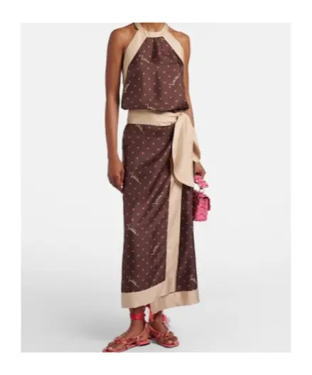 Valentino Garavani Printed Halterneck Silk Twill Top