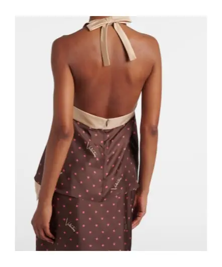 Valentino Garavani Printed Halterneck Silk Twill Top