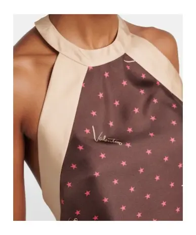 Valentino Garavani Printed Halterneck Silk Twill Top