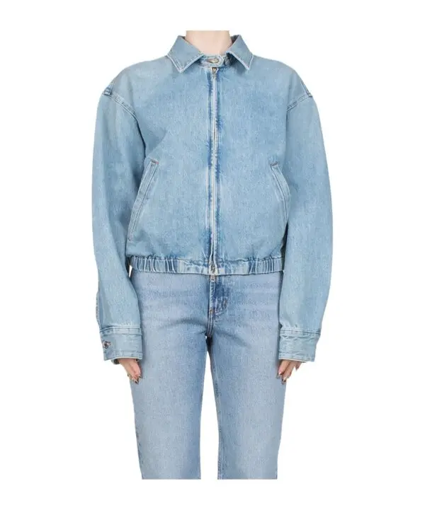 AGOLDE Nile Zip-front Elastic-waist Denim Jacket - Blue