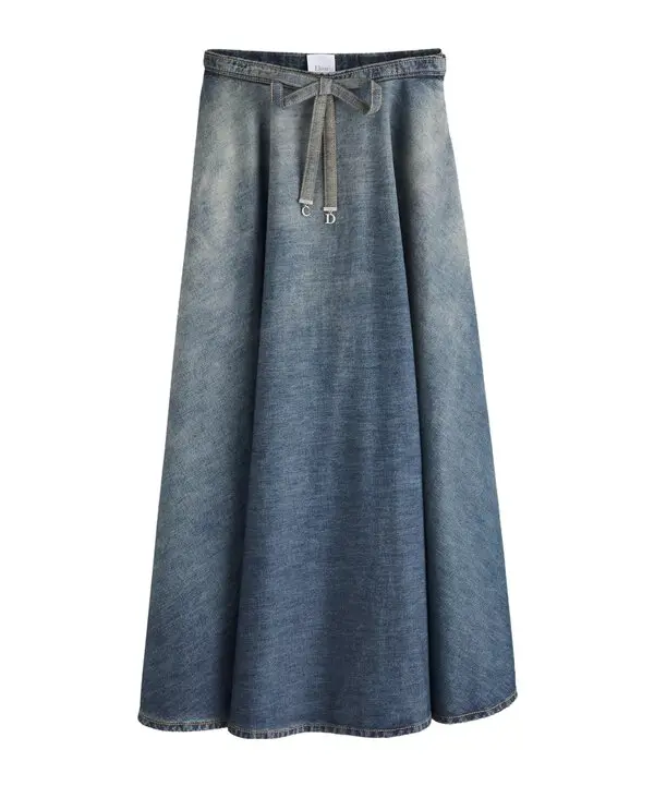 Dior Mid-length Belted Skirt - Blue