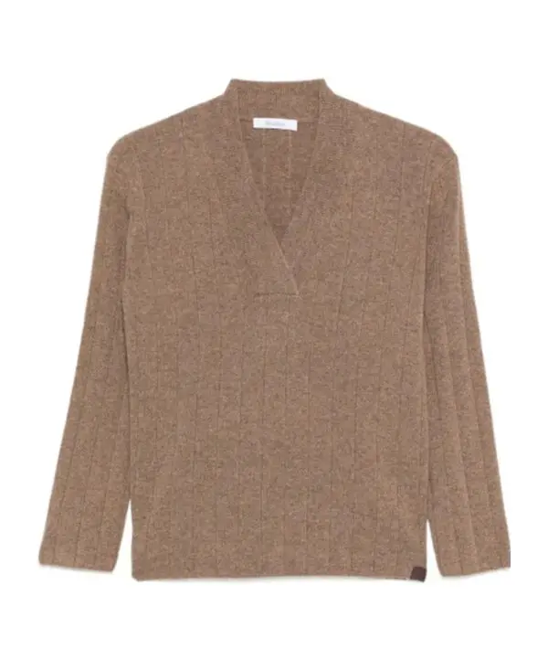 Max Mara Ribbed V-neck Jumper - Brown