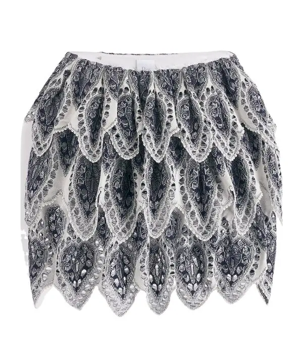 Dior Embroidered Ruffle Miniskirt - Gray