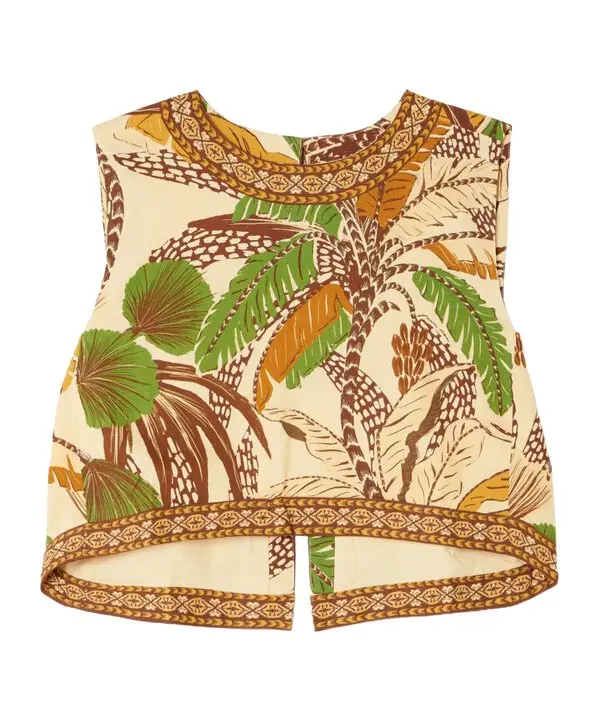 Farm Rio Foliage Sketch Open Back Top - Nude
