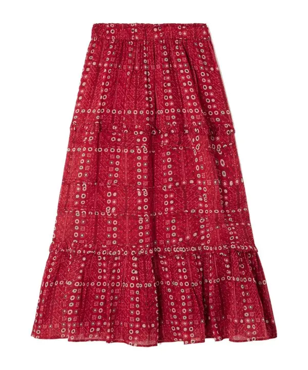 Isabel Marant Étoile Diya Tiered Printed Cotton-voile Midi Skirt - Red