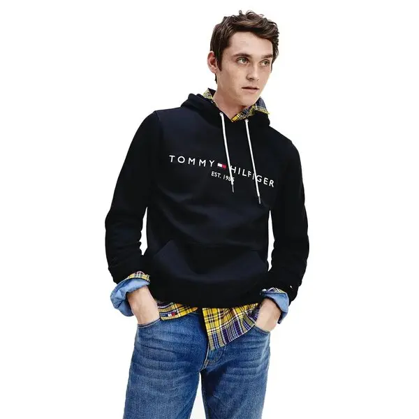 Tommy Hilfiger Logo Print Pullover Hoodie