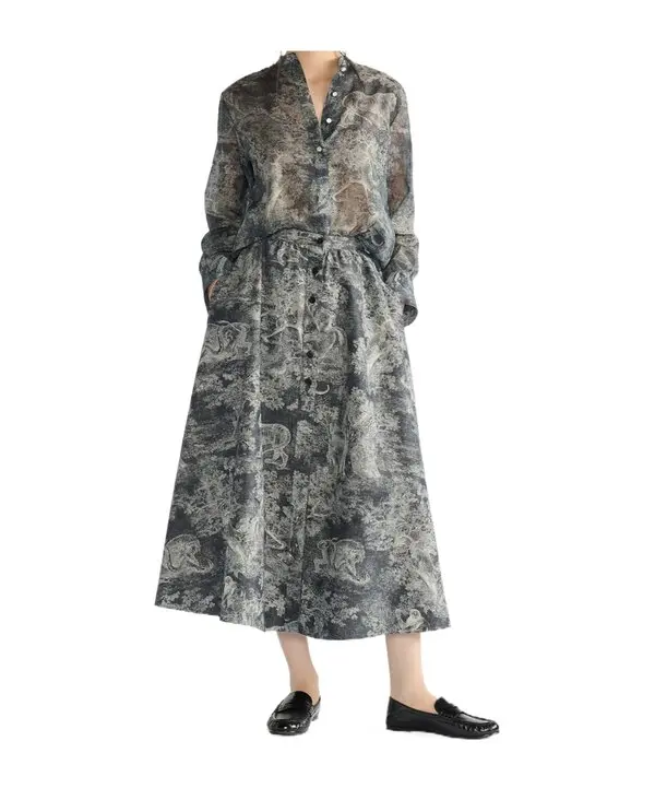 Dior Dioriviera Mid-length Flared Skirt - Gray