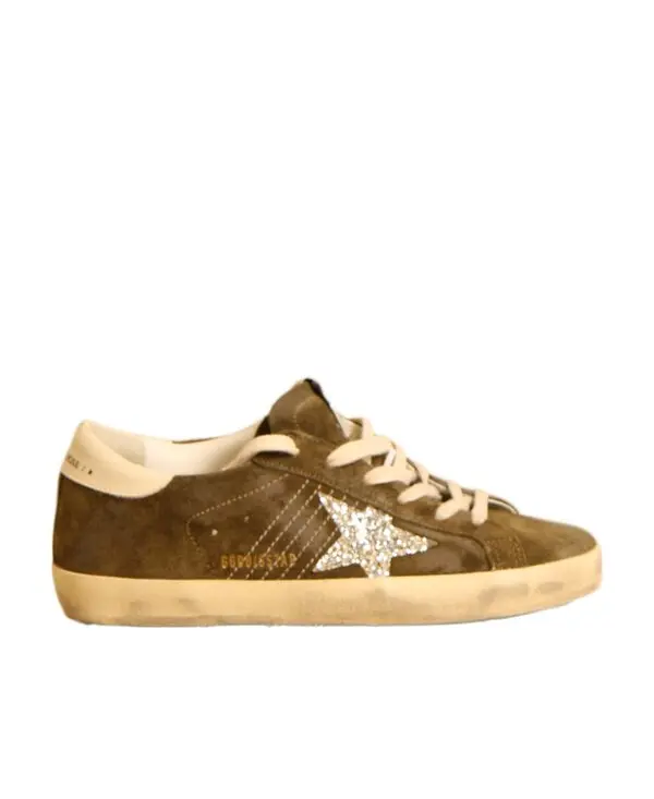GOLDEN GOOSE Super-star Glittered Lace-up Sneakers - Brown