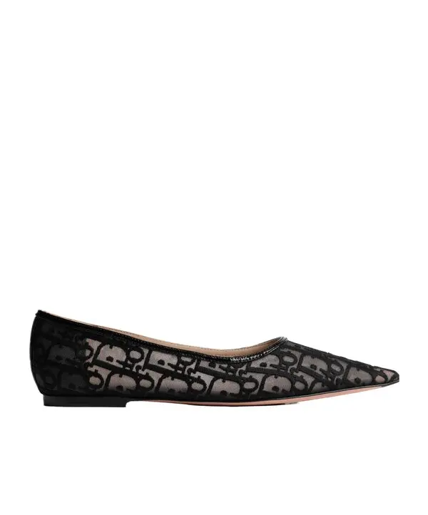 Dior Adiorable Ballet Flats With Oblique Motif - Black