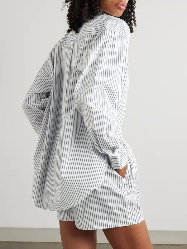 SPORTY  RICH Src Embroidered Striped Shirt