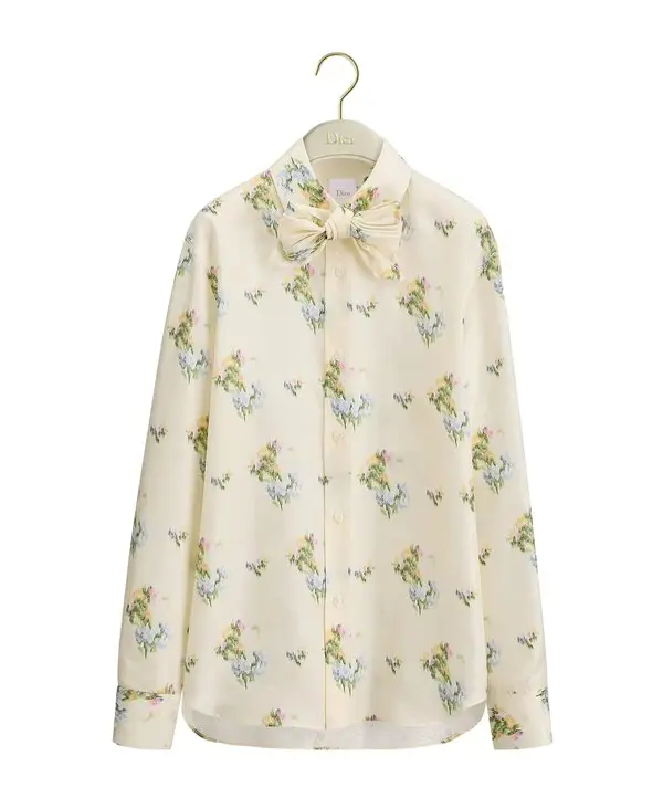 Dior Floral Bow Detail Shirt - Nude